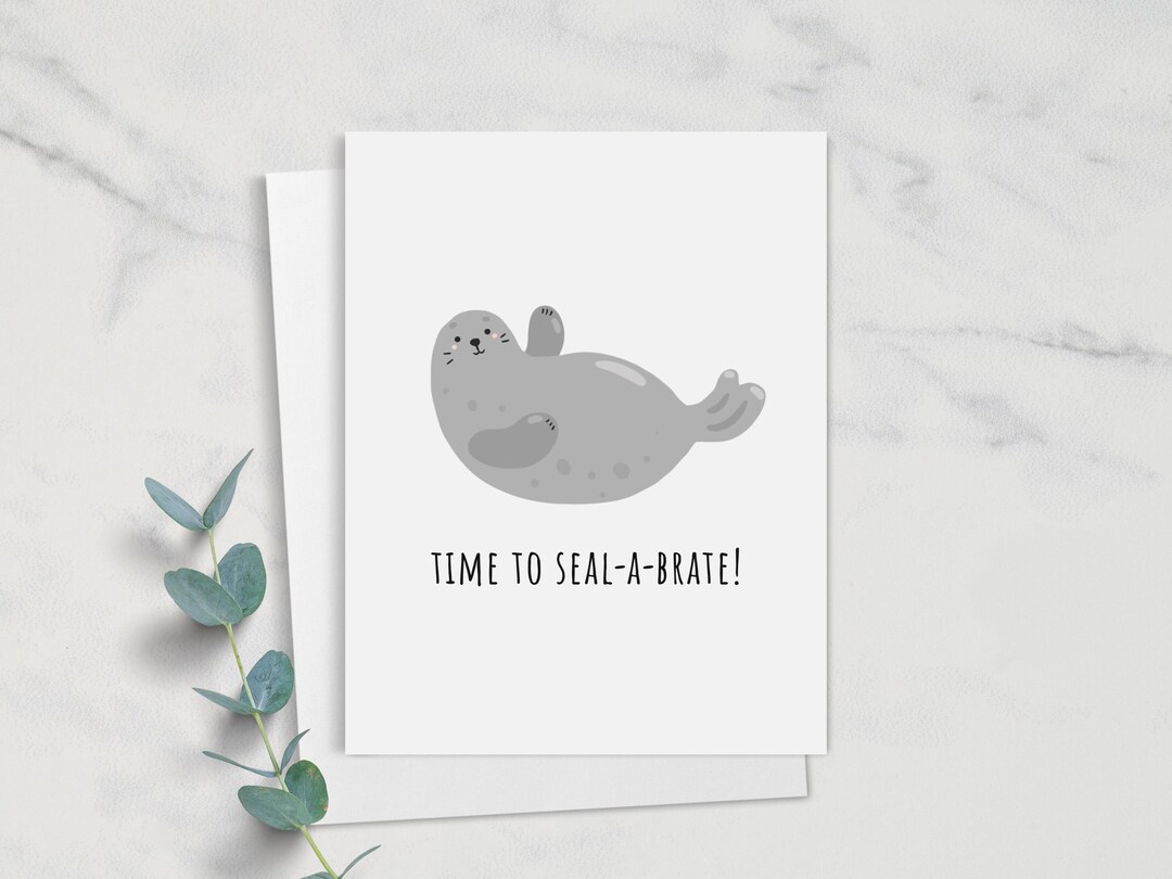 Let's Seal-a-brate Happy Birthday Card | Waving Seal Party Card ...
