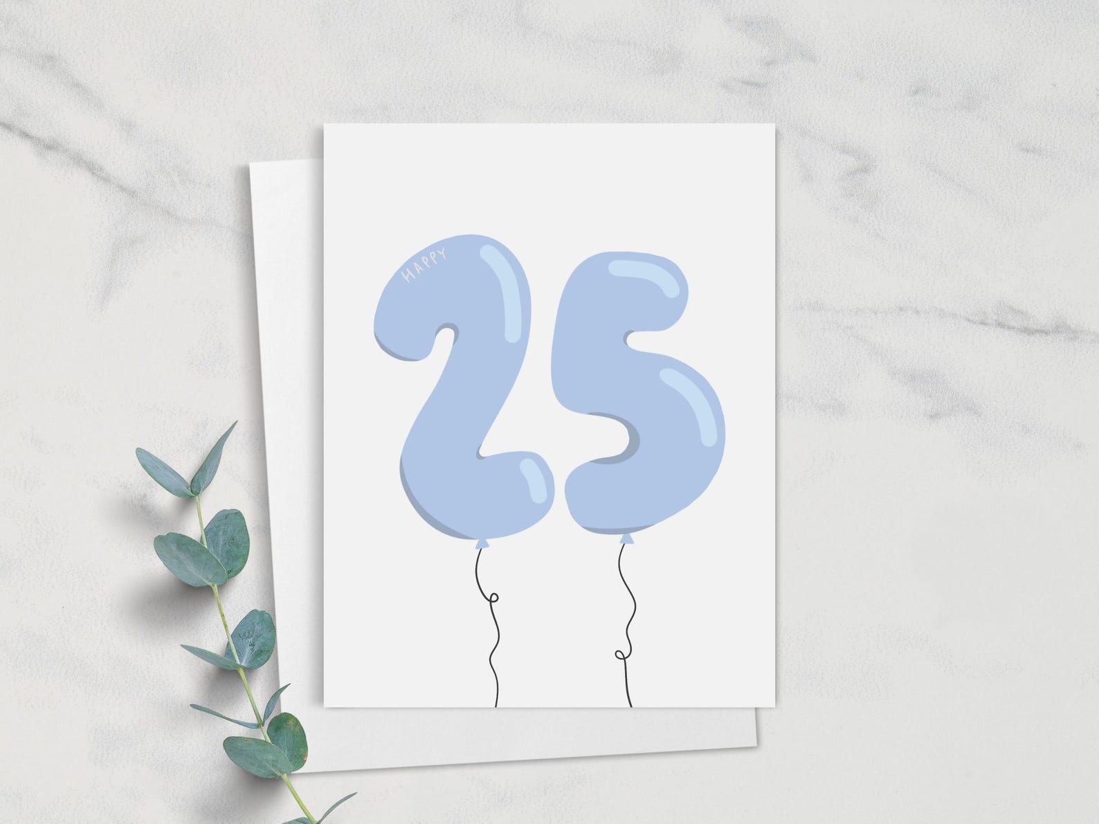 25th Birthday Balloon Card | Turning Twenty Five Happy Birthday Balloon ...