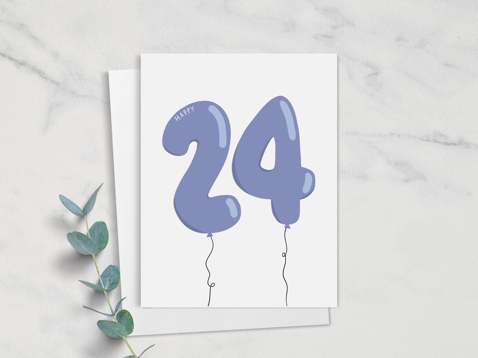 24th Birthday Balloon Card | Age Milestone Greeting | A2 Handmade - Etsy
