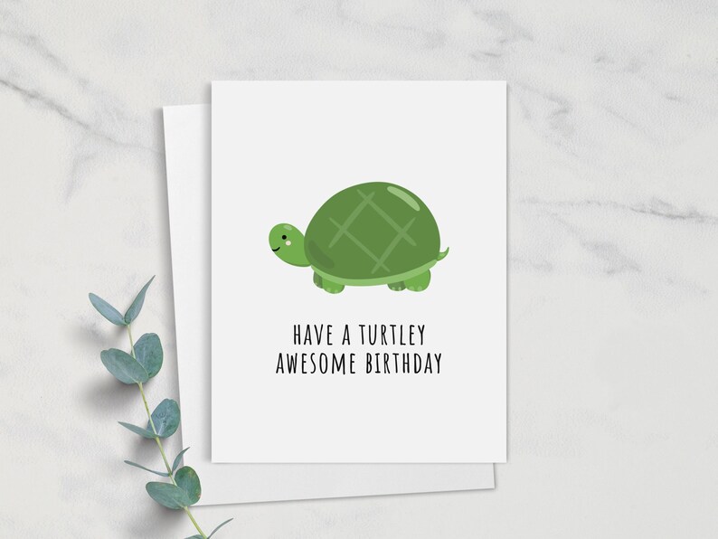 Turtle Birthday Card | Pun Greeting Card, Cute Animal | A2 Handmade - Etsy