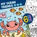 Kawaii Ocean Animals Coloring Pages for Kids and Adults, Cute Coloring ...