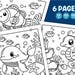 Kawaii Ocean Animals Coloring Pages for Kids and Adults, Cute Coloring ...