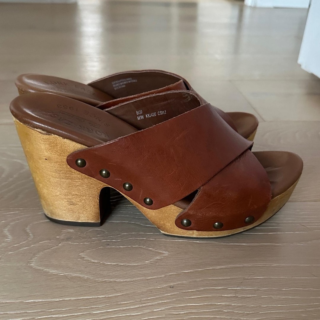 Kork-ease Mule Clogs. Brown Leather Platform Clogs 70s Boho Western - Etsy
