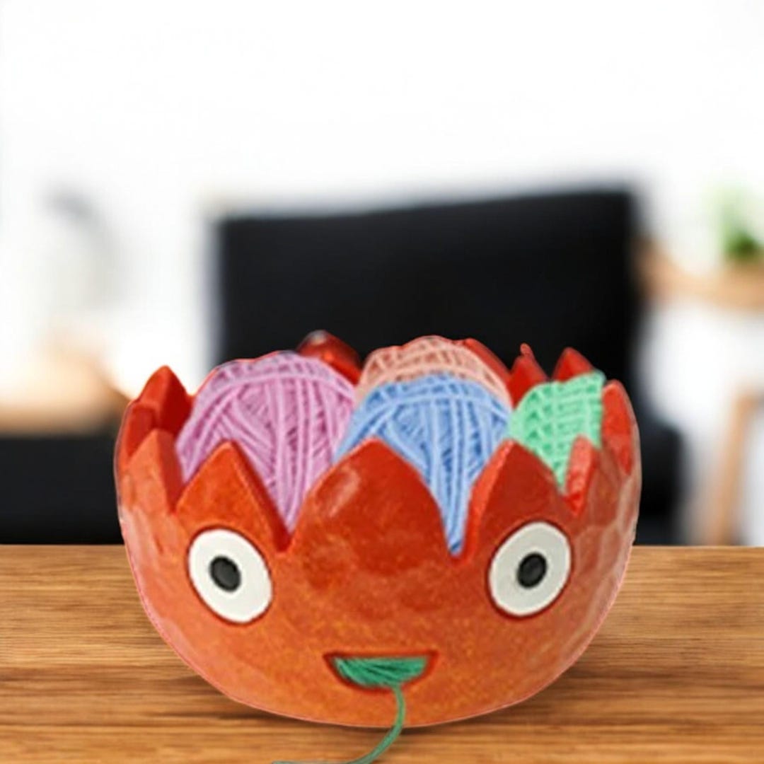 Pre-order Fire Demon Ceramic Yarn Bowl, Cute Pottery Knitting Bowl ...