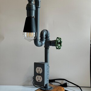 Wooden Base Lamp With Receptacle - Etsy