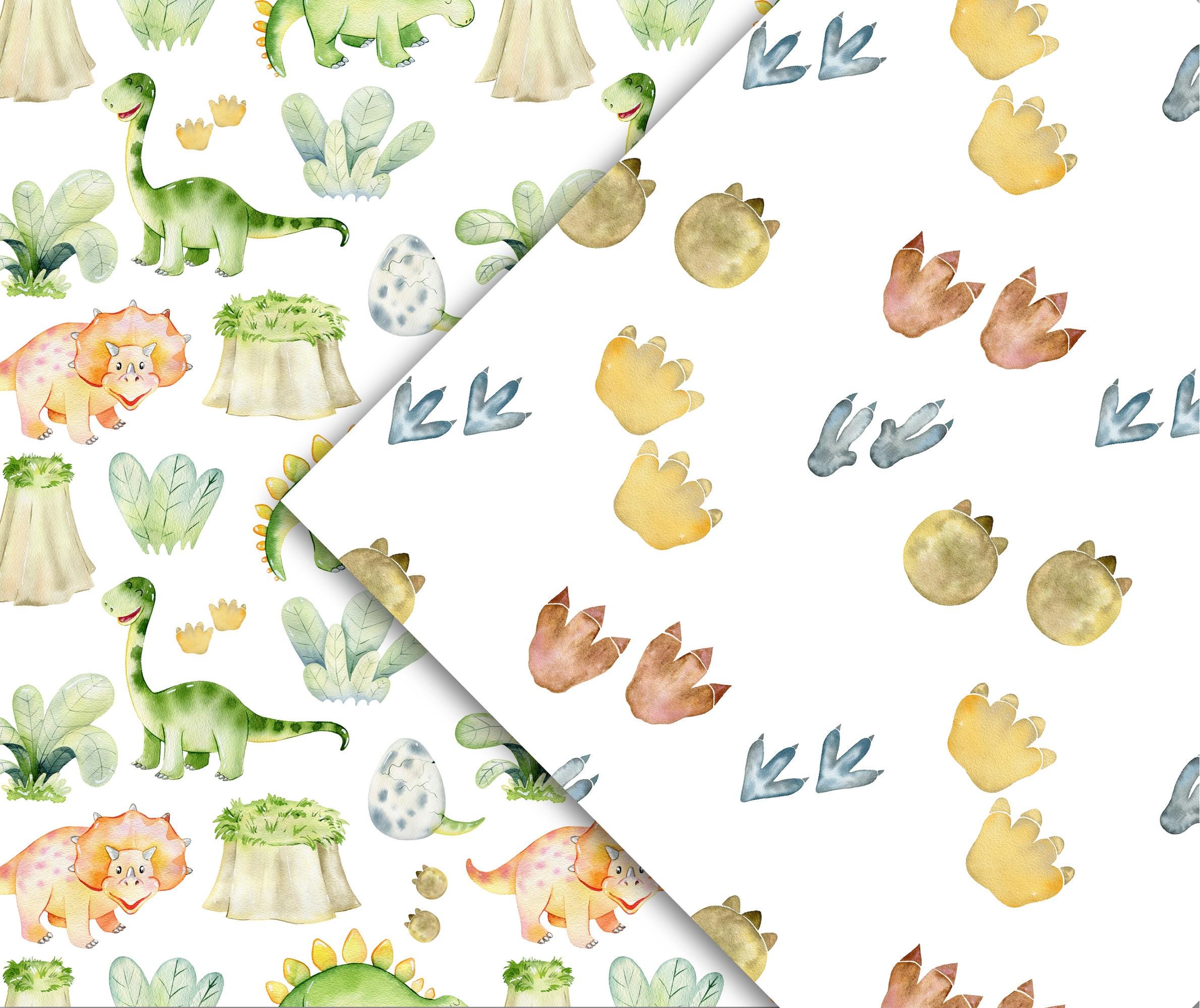 Watercolor Dinosaurs Papers, Seamless Patterns. - Etsy