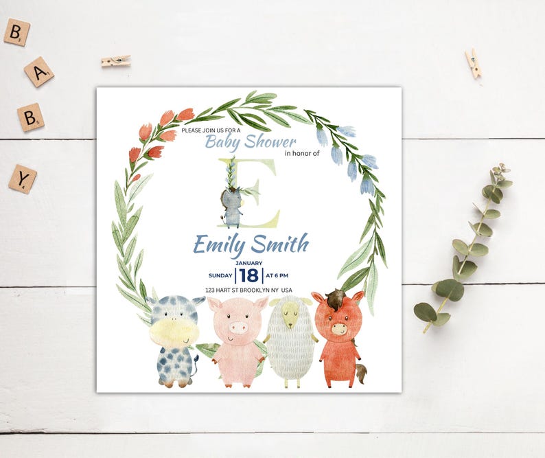 Watercolor Farm Animals Alphabet Clipart, Letters & Numbers PNG With ...