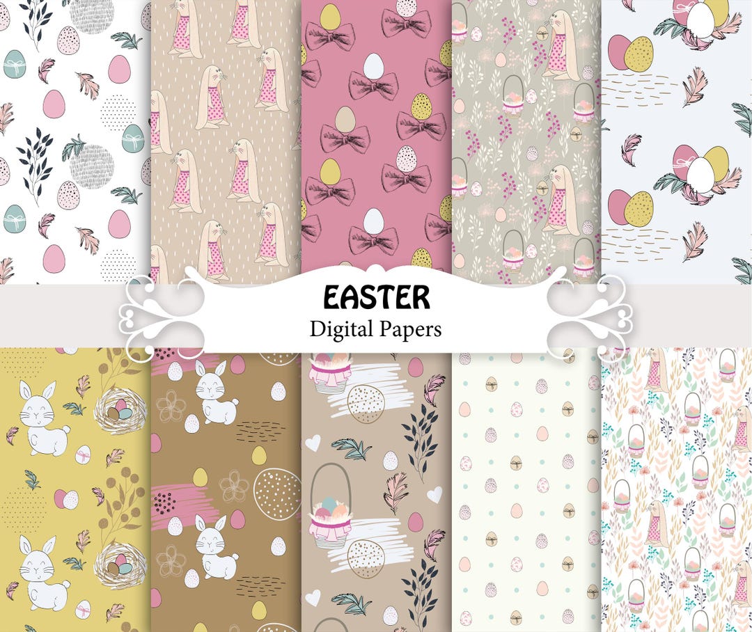 Easter Paper, Bunny Seamless Patterns, Easter Eggs, Scrapbook Papers ...
