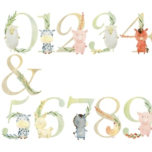 Watercolor Farm Animals Alphabet Clipart, Letters & Numbers PNG With ...