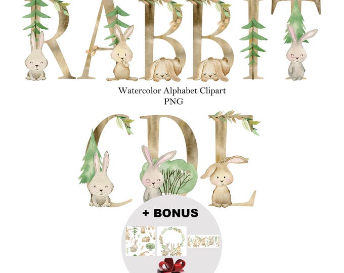 26 Watercolor Animal Alphabet Clipart, Clipart for School Kids, Letters ...