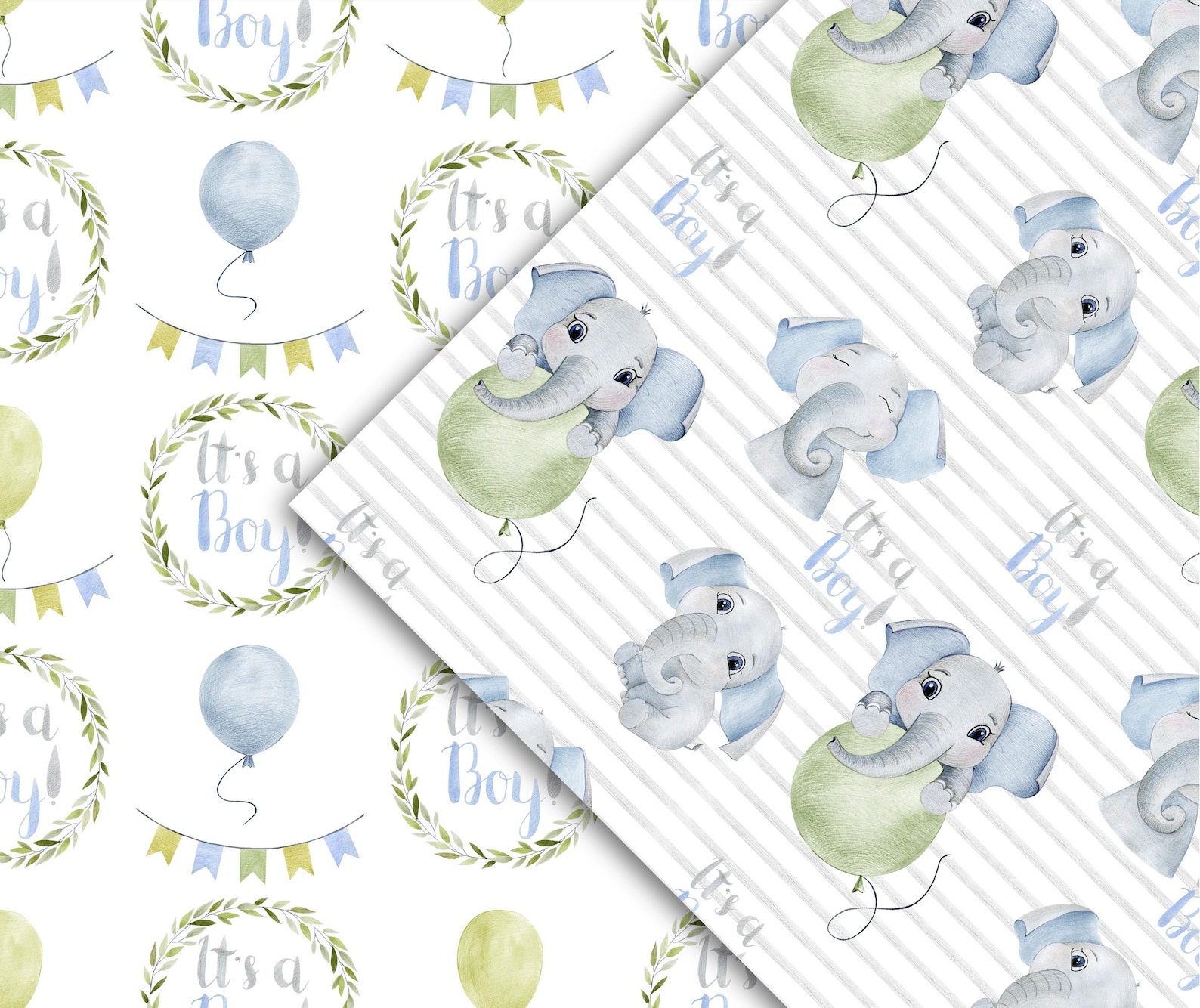 Watercolor Elephants, Animals Papers, Baby Seamless Patterns, Digital ...