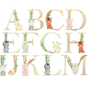 Watercolor Farm Animals Alphabet Clipart, Letters & Numbers PNG With ...