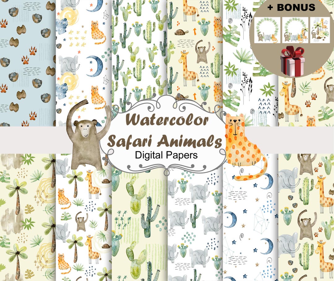 Safari Animals Papers, Seamless Patterns. - Etsy