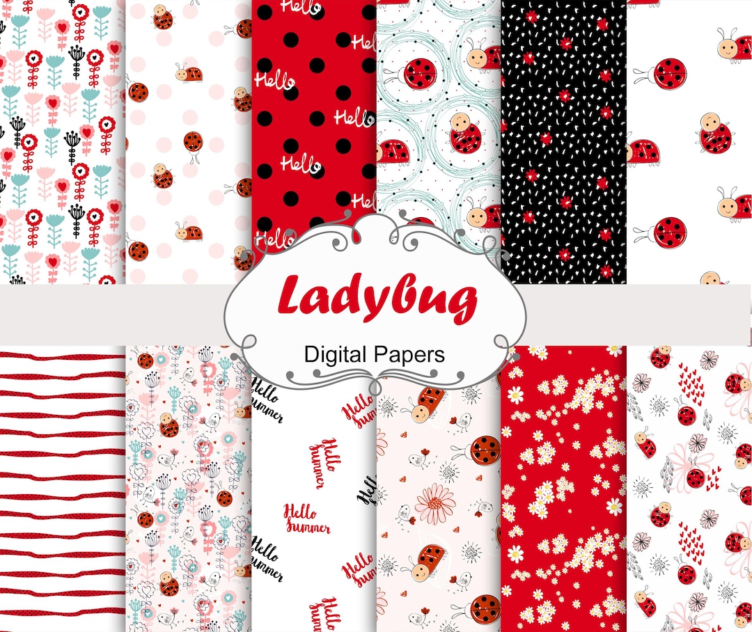 Cute Ladybug Papers, Kids Seamless Patterns. - Etsy