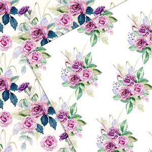 Watercolor Pink Roses Clipart, Floral Seamless Patterns, Flowers ...