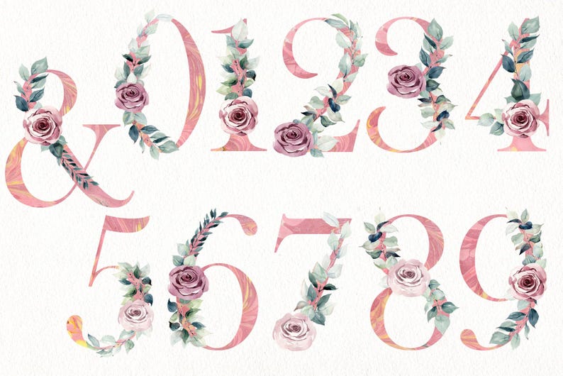 Watercolor Floral Clipart Set, Wedding Flowers PNG, Rose Alphabet ...