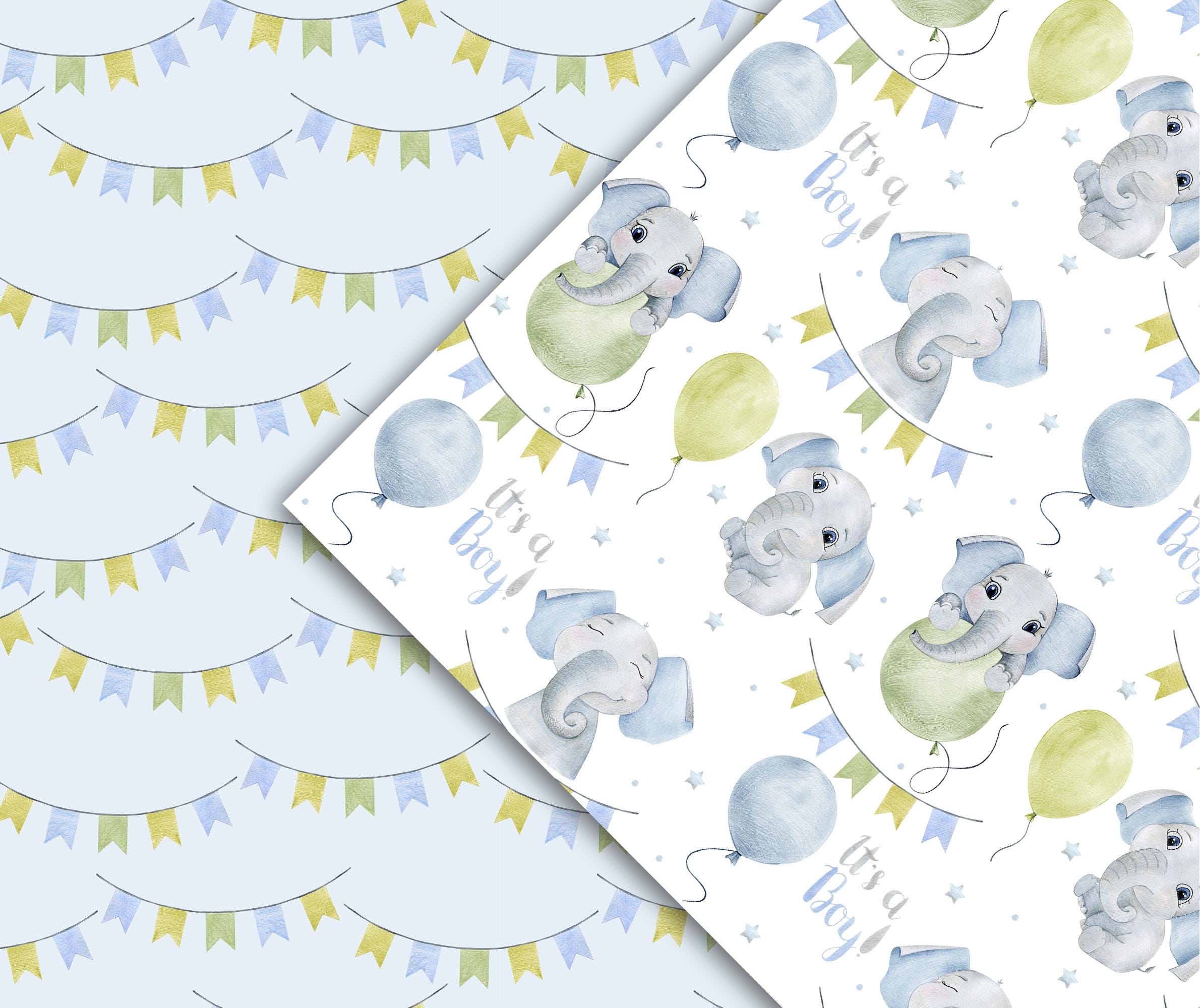 Watercolor Elephants, Animals Papers, Baby Seamless Patterns, Digital ...