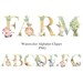 Watercolor Farm Animals Alphabet, Cute Letters and Numbers Clipart ...