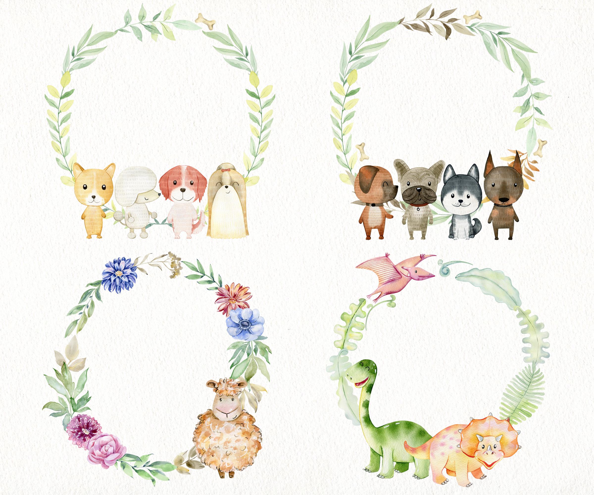 Watercolor Animals Frames Png, Kids Clipart, Baby Shower, Forest ...