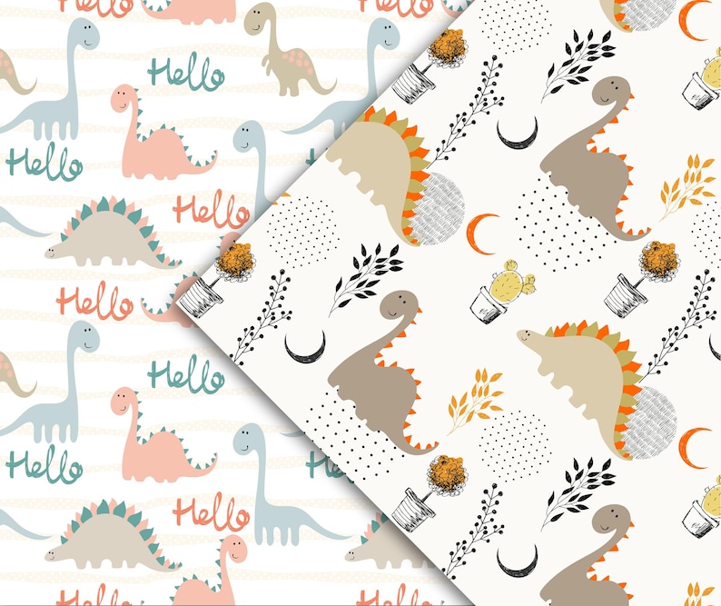 Cute Dinosaurs, Animals Papers, Baby Seamless Patterns, Kids Scrapbook ...