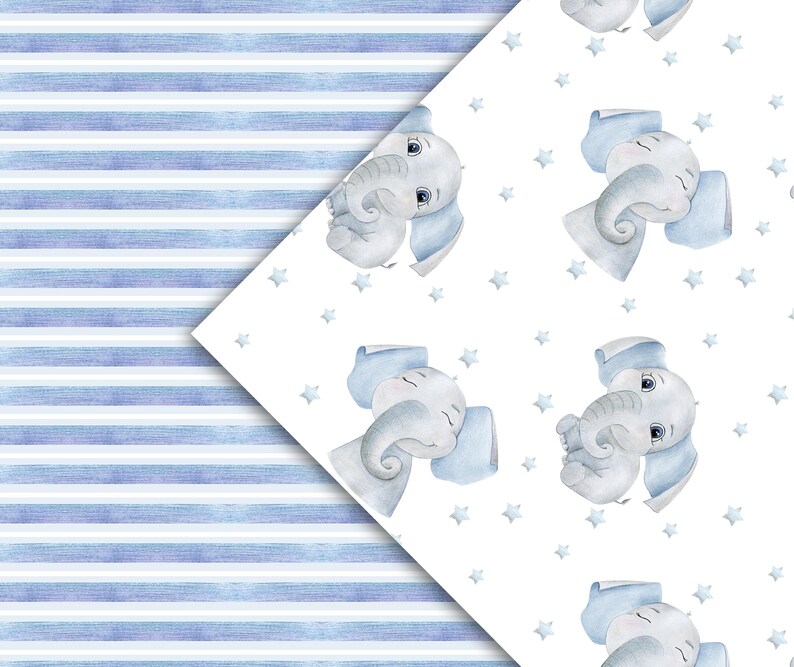 Watercolor Elephants, Animals Papers, Baby Seamless Patterns, Digital ...
