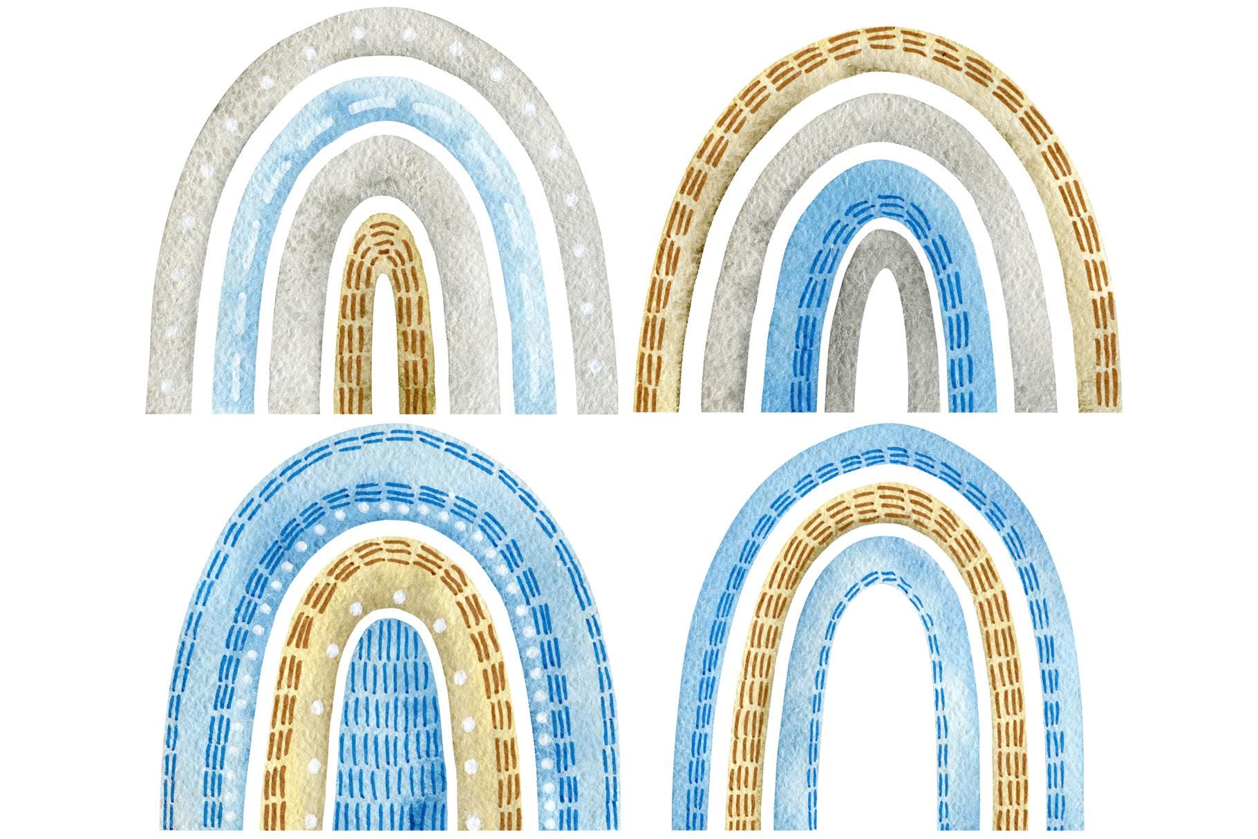 Watercolor Blue Rainbow Clipart, Kids Rainbow Clipart, Boy Nursery Art ...