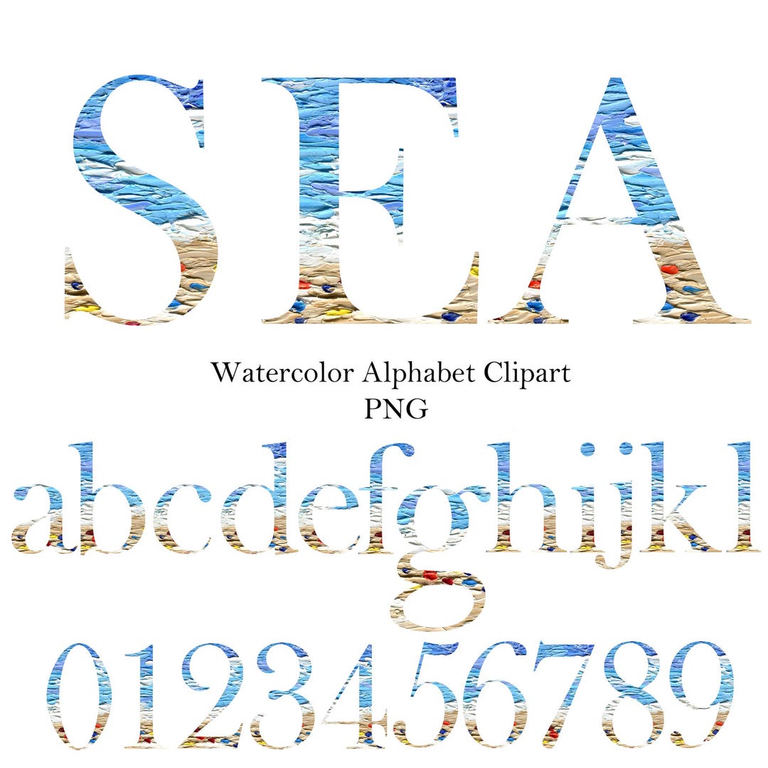 Watercolor Sea Alphabet Clipart, Monogram Initial Png Transparent ...