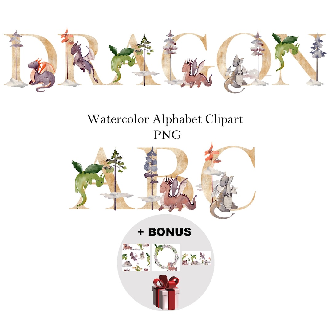 Dragons Alphabet, Cute Letters and Numbers. - Etsy