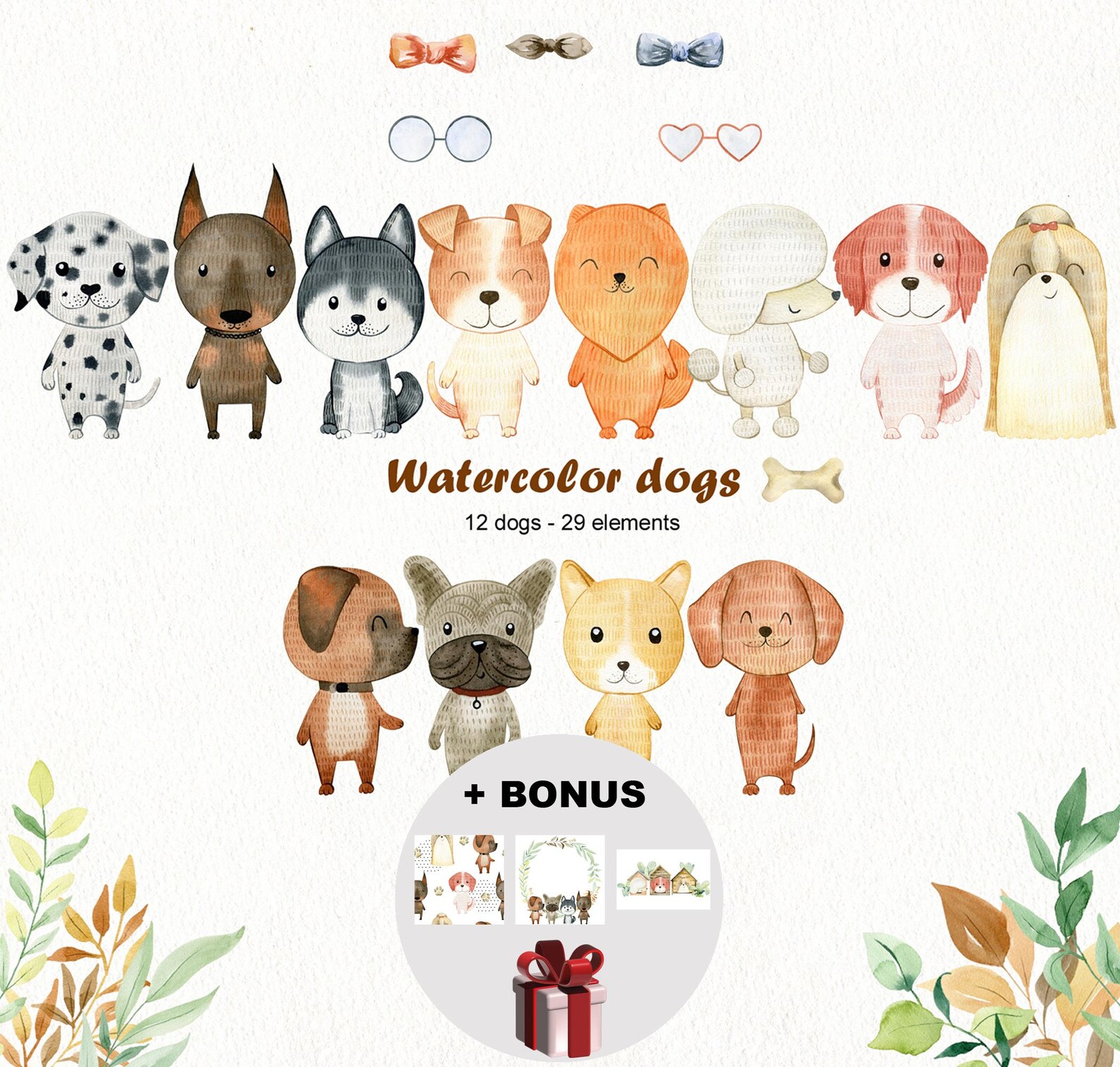 Watercolor Dog Breeds Clipart, Cute Baby Animals PNG With Transparent ...