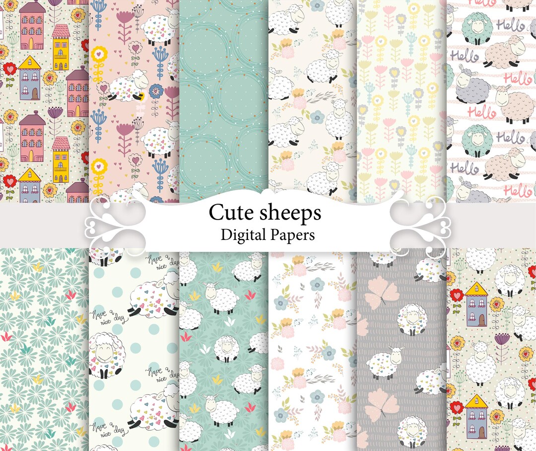 Cute Sheep, Animals Papers, Baby Seamless Patterns, Kids Scrapbook ...
