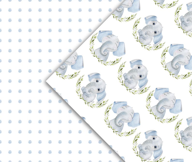 Watercolor Elephants, Animals Papers, Baby Seamless Patterns, Digital ...