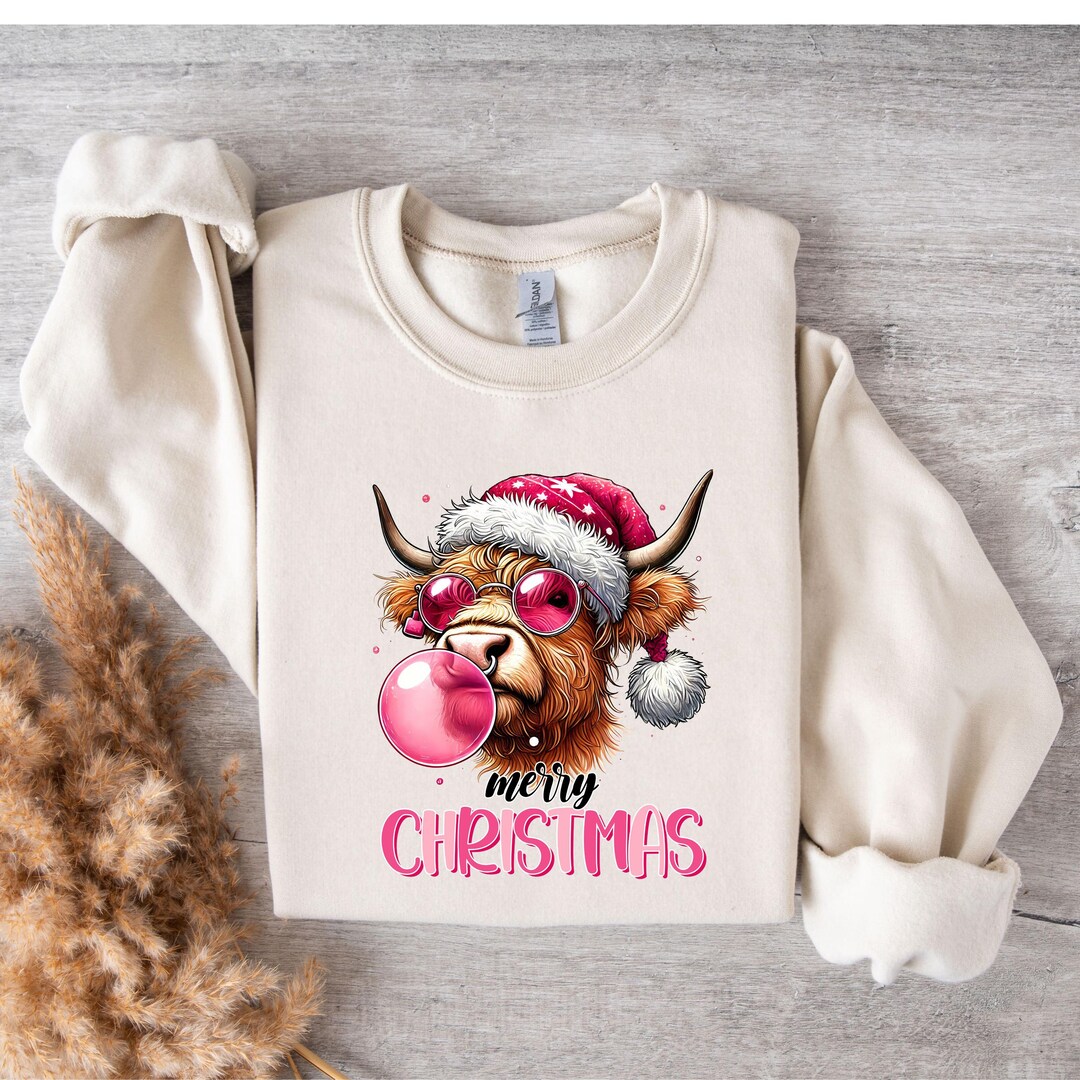 Retro Reindeer Christmas Blowing Bubble Sweat, Funny Reindeer ,with ...