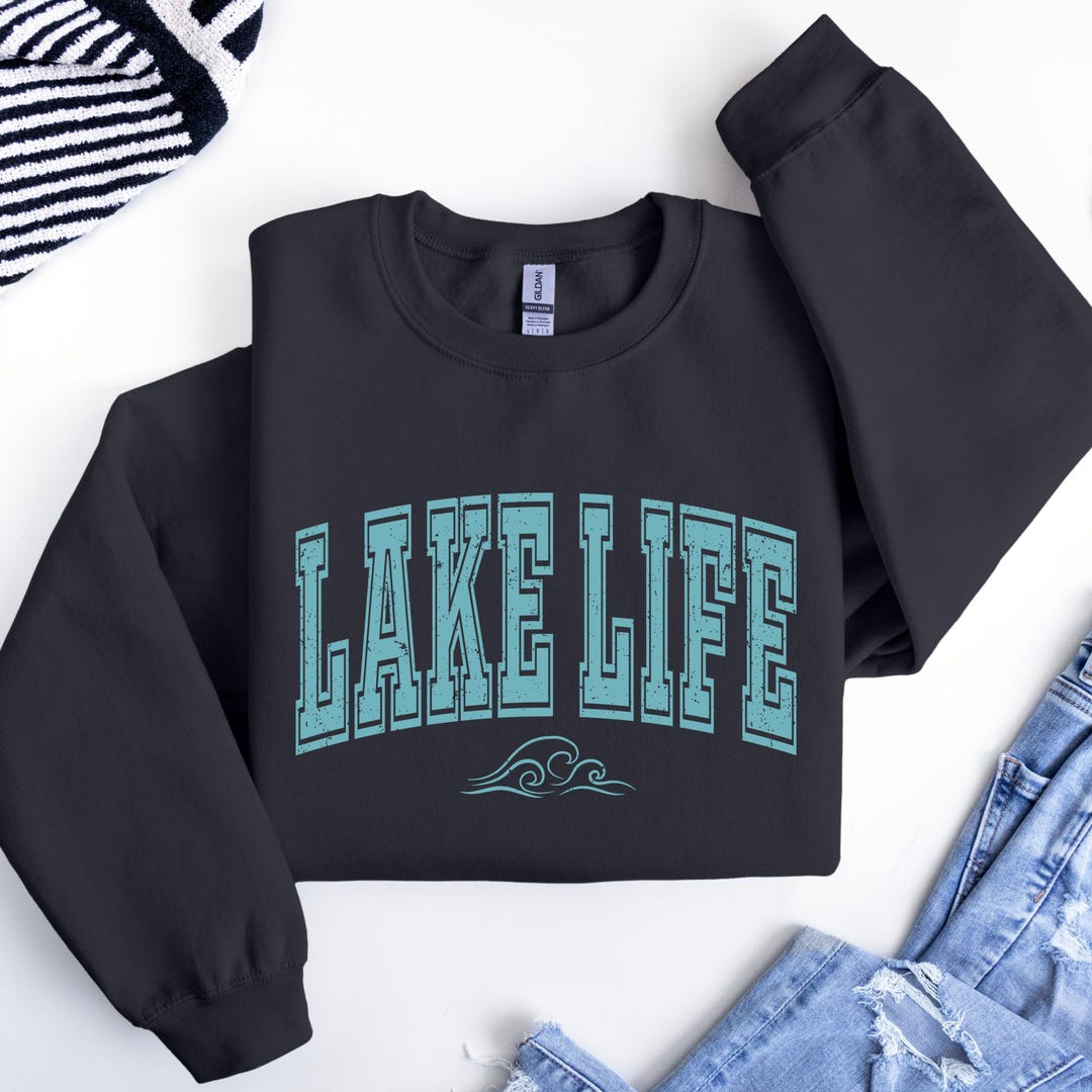 Lake Life Lake Wife Wavy Retro Batch Sweat, Bachelorette Party Sweat ...