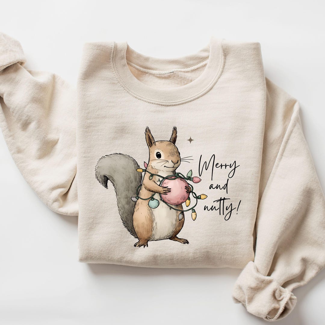 Squirrel Christmas Sweat, Squirrel Christmas Light Sweat, Squirrel ...
