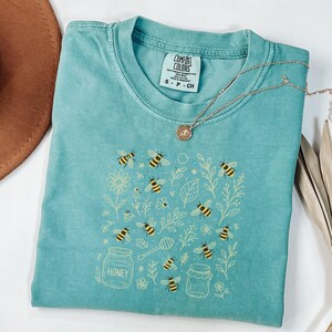 Vintage Bee Botanical T-shirt, Honeycomb Doodle Shirt, Unique Honey ...
