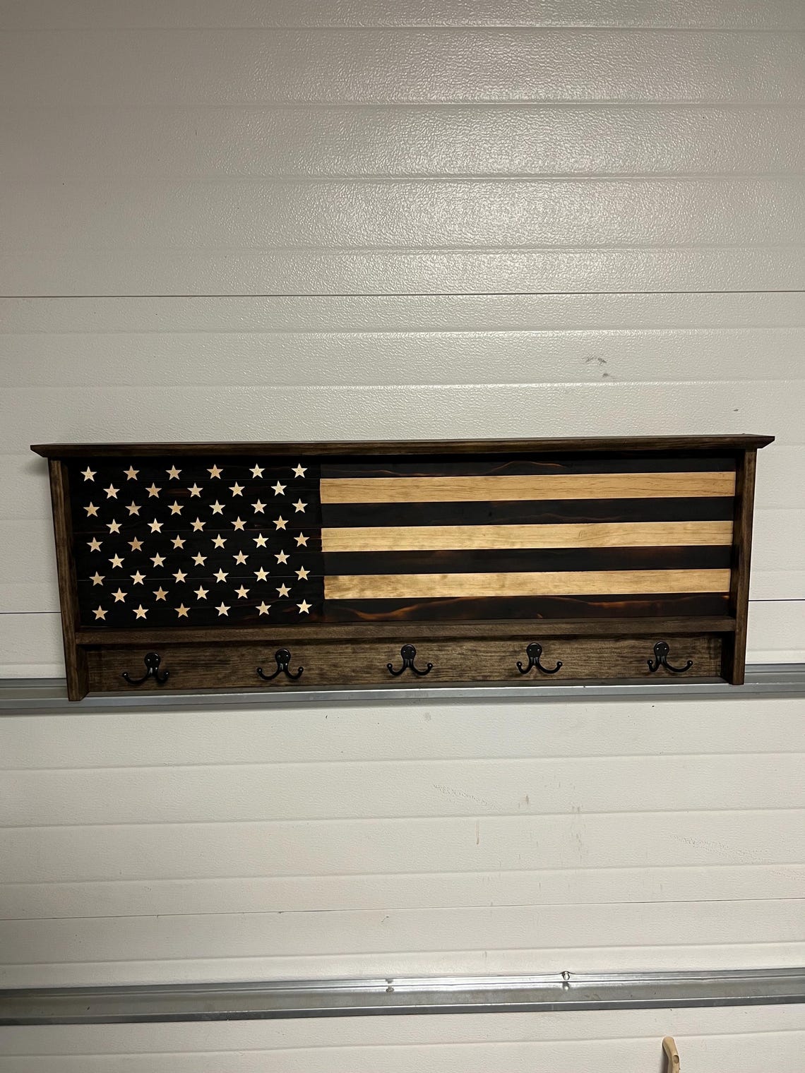 American Flag Rustic Coat Rack, 5 Hooks, Burned Wood - Etsy