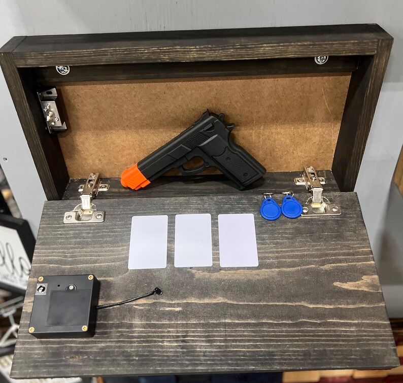 Custom Last Name Hidden Secret Pistol Sized Gun Compartment Cabinet ...