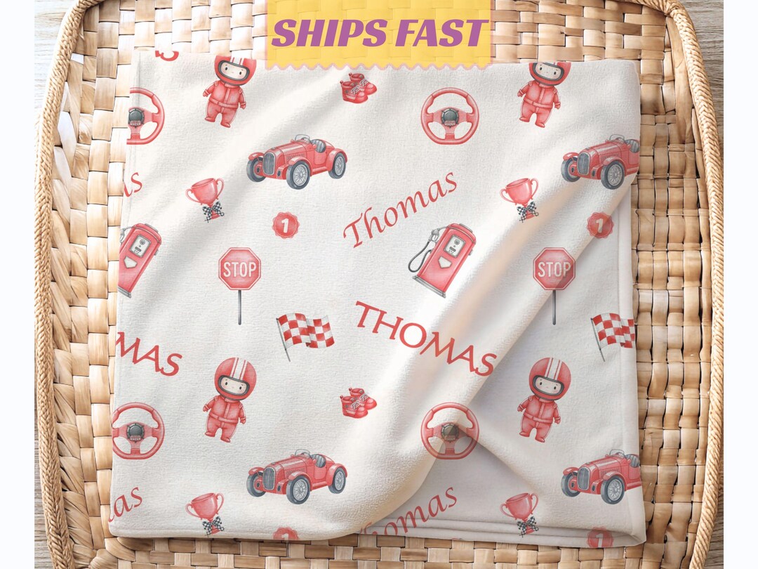 Personalized Race Car Blanket for Kids With Name Custom Throw Blanket ...