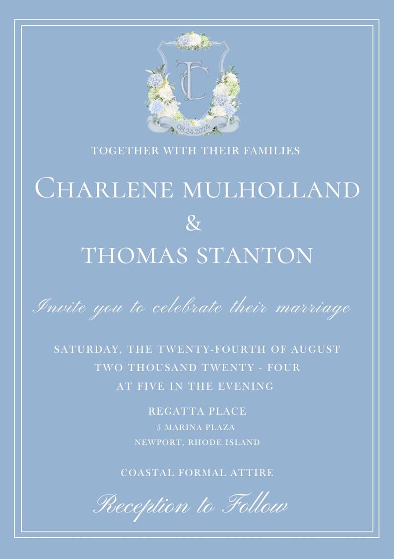 Coastal Blue & White Wedding Invitation Suite - Etsy