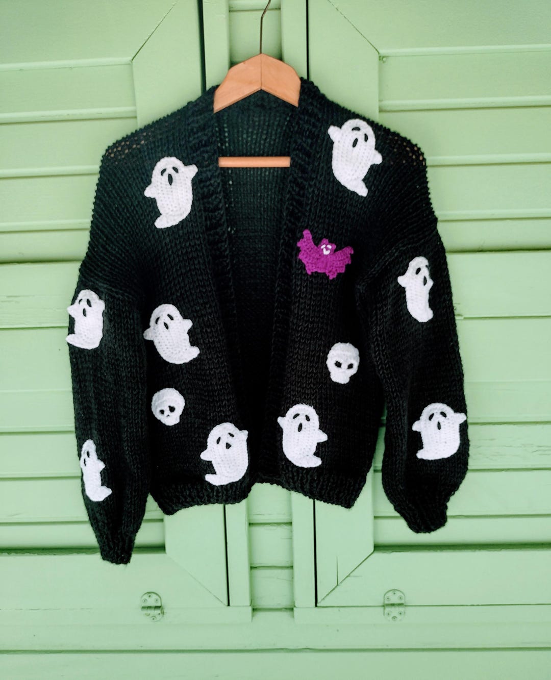 Ghost Cardigan Halloween Sweater – Spooky Knit Cardigan, Cozy Halloween ...