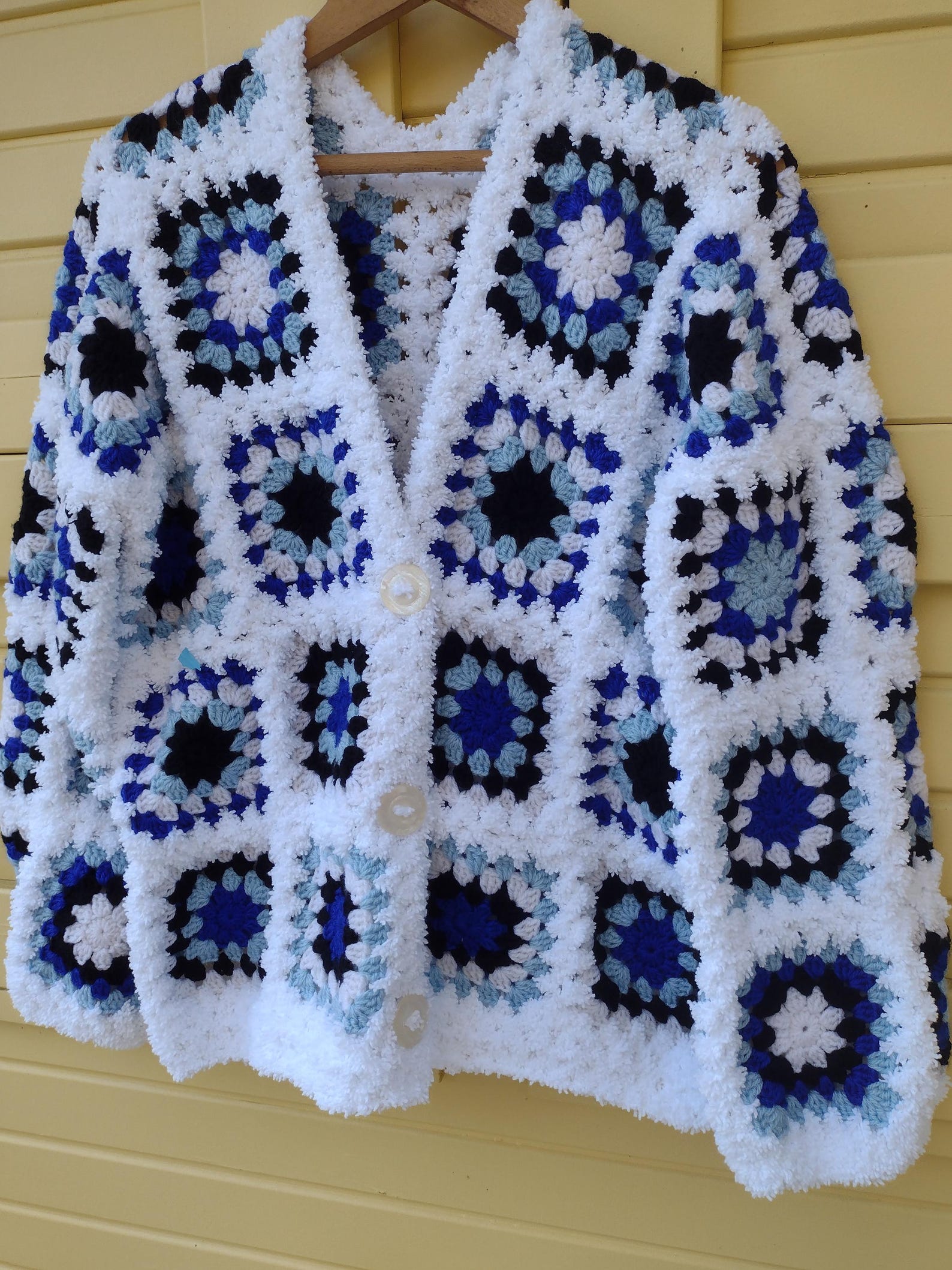 Handmade Fluffy Cardigan, Granny Square Cardigan, Fluffy Sweater ...