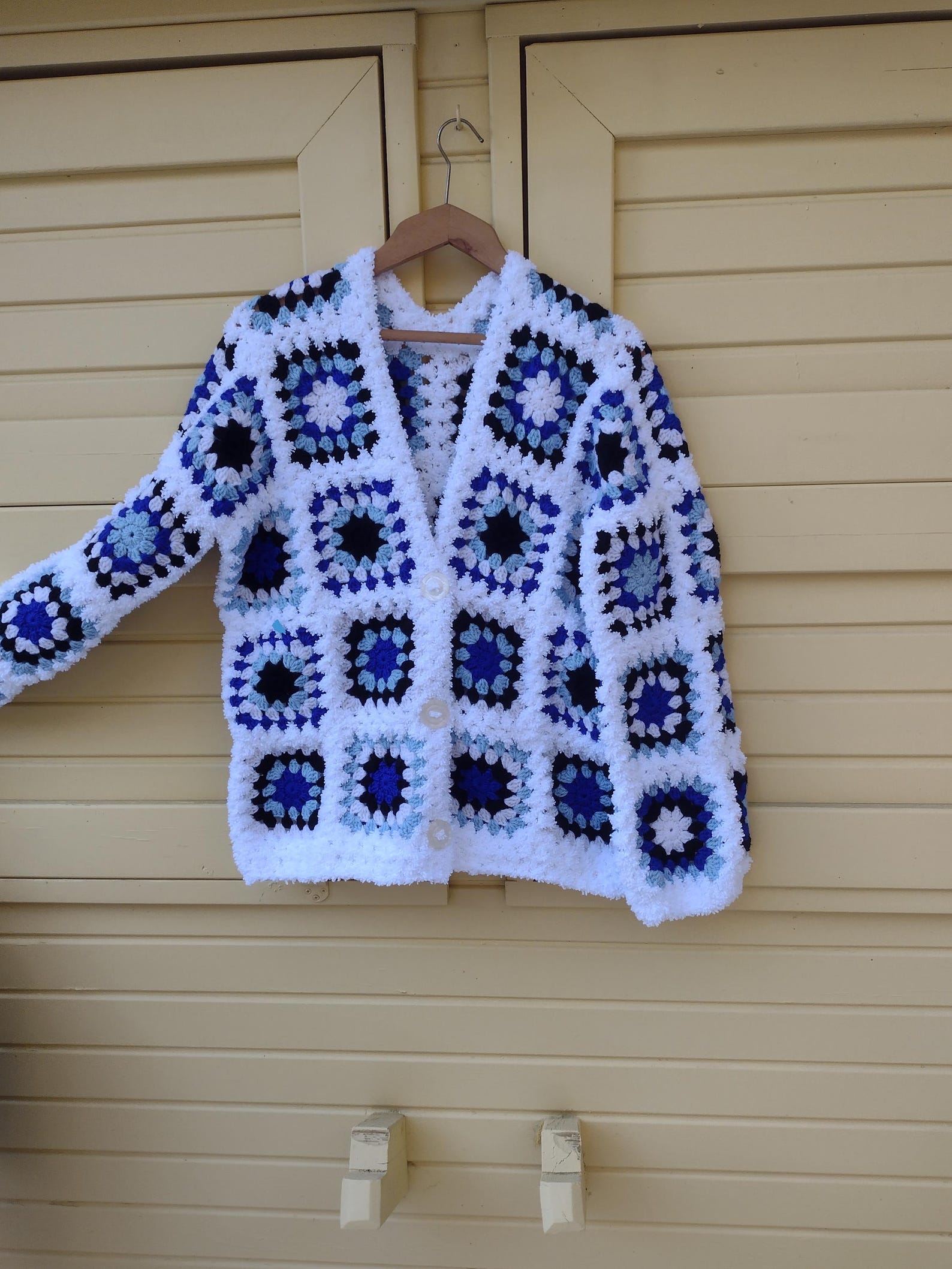 Handmade Fluffy Cardigan, Granny Square Cardigan, Fluffy Sweater ...