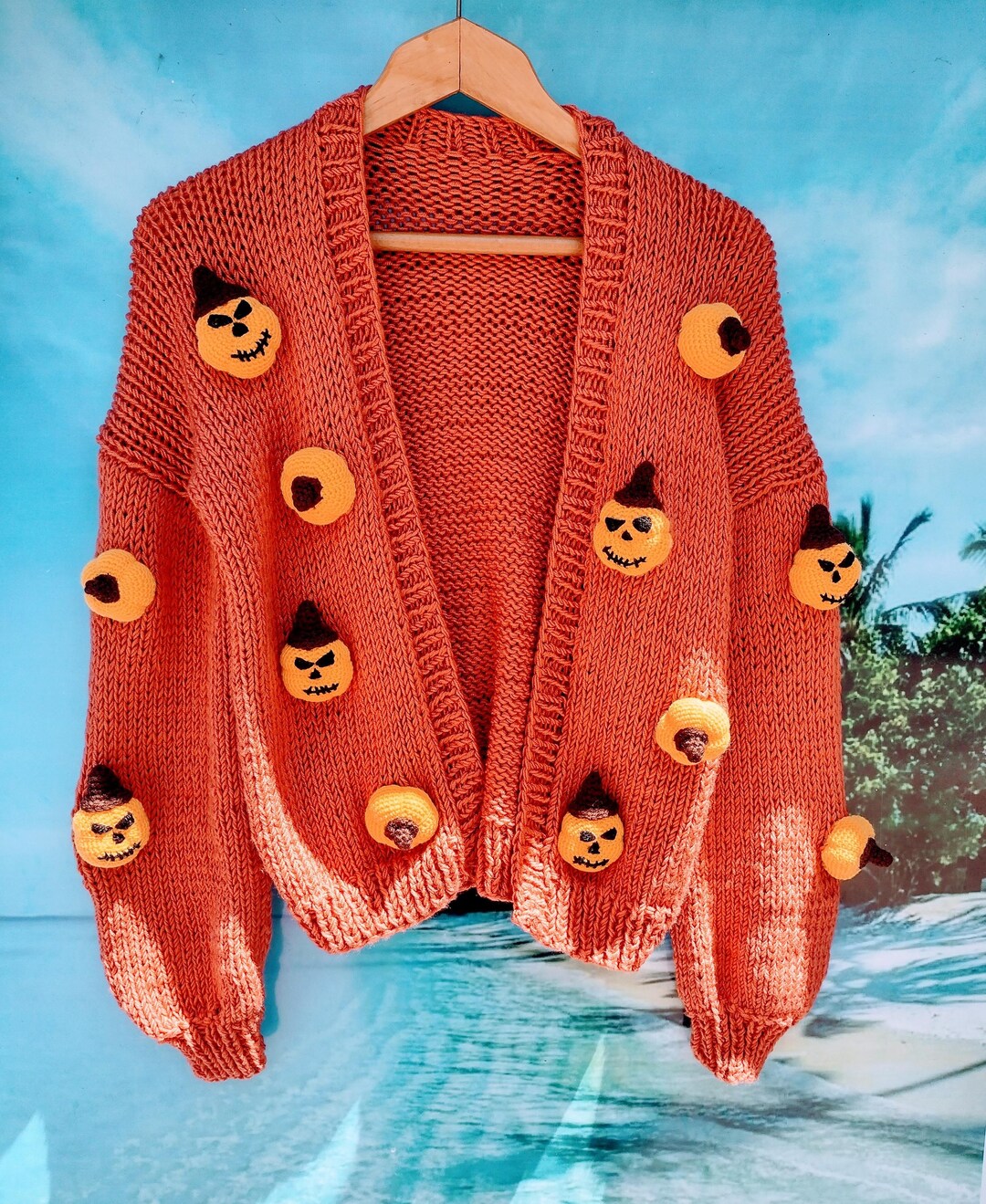 Cozy Handmade Pumkin Cardigan, Halloween Cardigan, Hallowen Knit ...