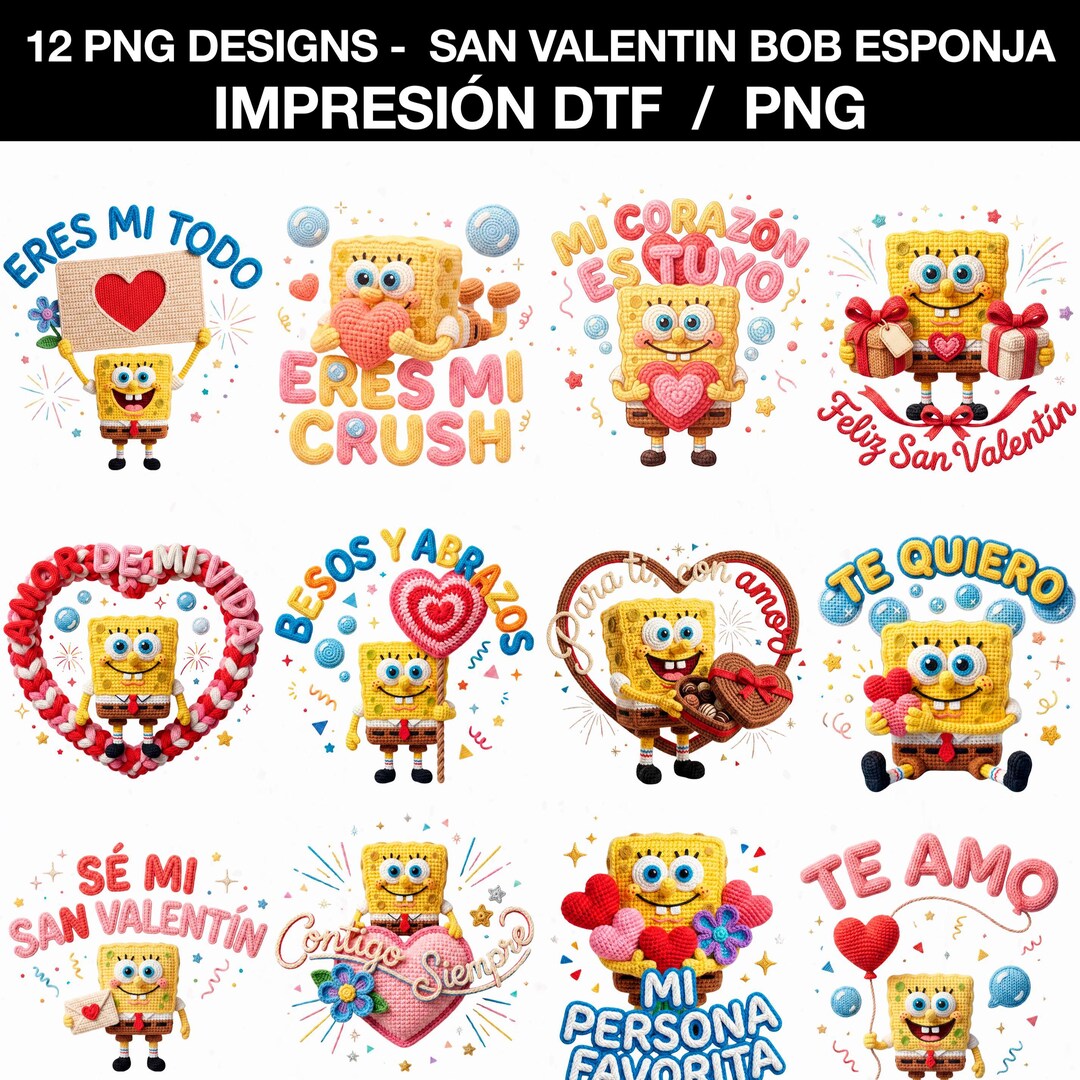 12 Png Designs Bob Sponge / Png / Valentine's Day T-shirts - Etsy