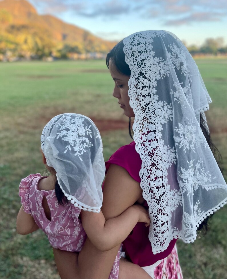 Veils Mommy & Me Set - Baby Girls Small Floral Chapel Veil ...