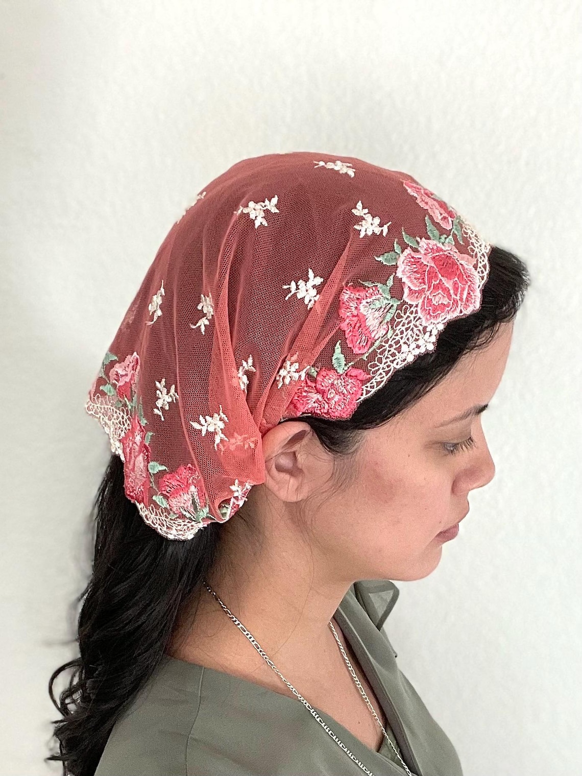 Headband Chapel Veil With Ties for Girls & Women - Lace Catholic Mass ...