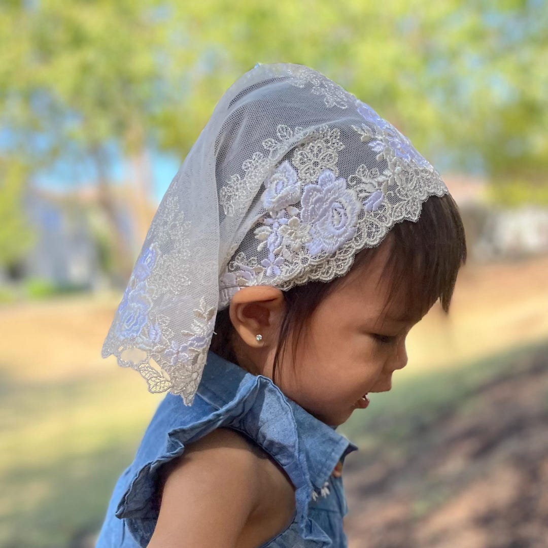 Veil for Baby Girls - Traditional Catholic Chapel Veil - White Lace ...