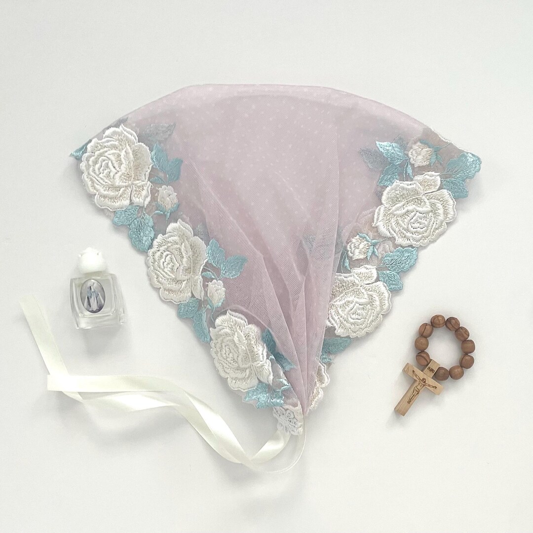 Headband Chapel Veil With Ties for Girls & Women - Small Lace Catholic ...