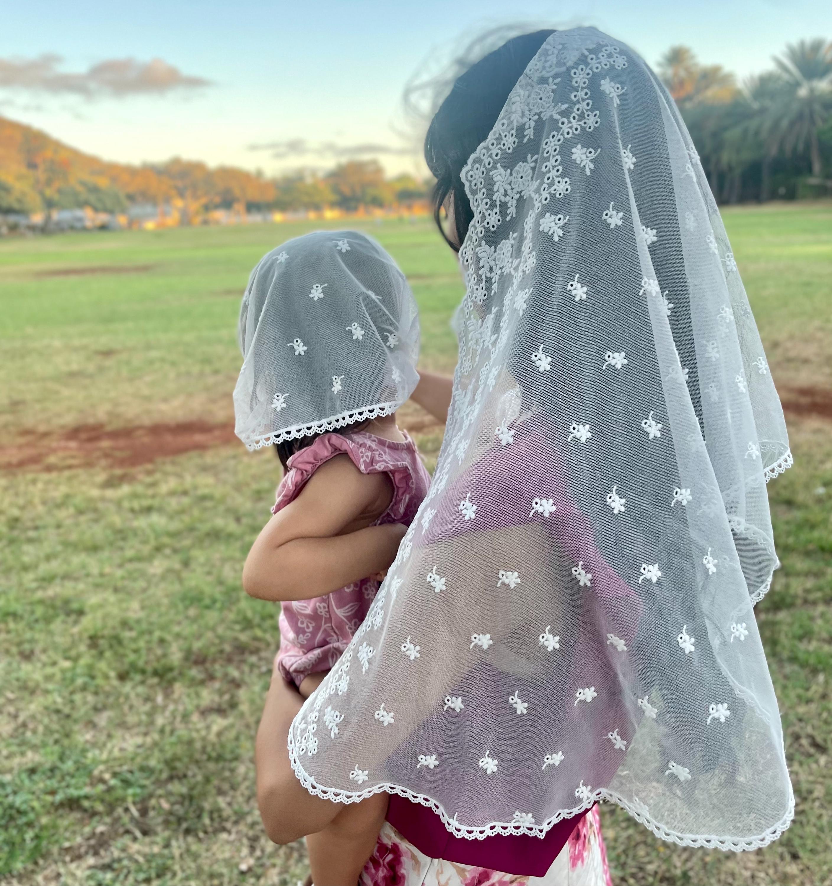 Veils Mommy & Me Set Veil for Baby Girls Traditional Catholic Ivory ...