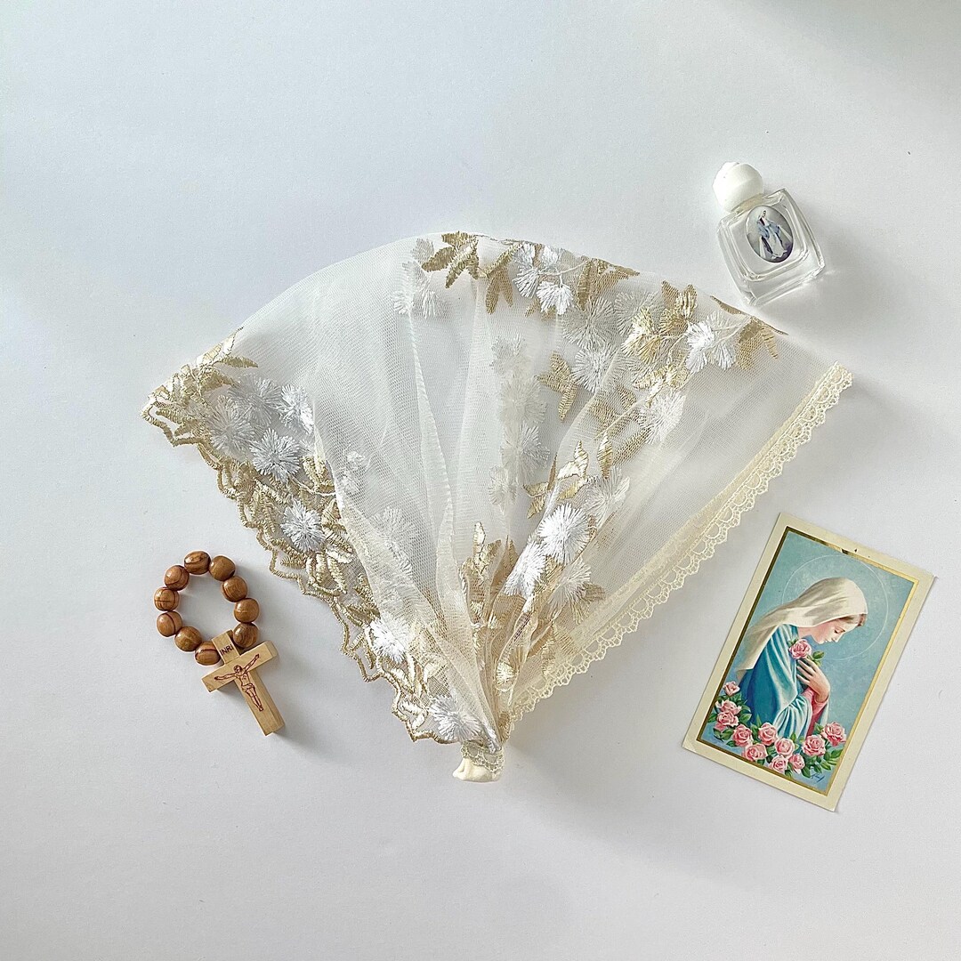 Small Veil for Baby Girls - Traditional Catholic Chapel Veil - Gold ...
